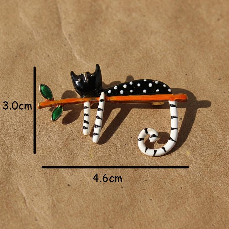 Handmade Enamel Cat Brooch,cute Couple Kitten on Branch Pin,silver ...