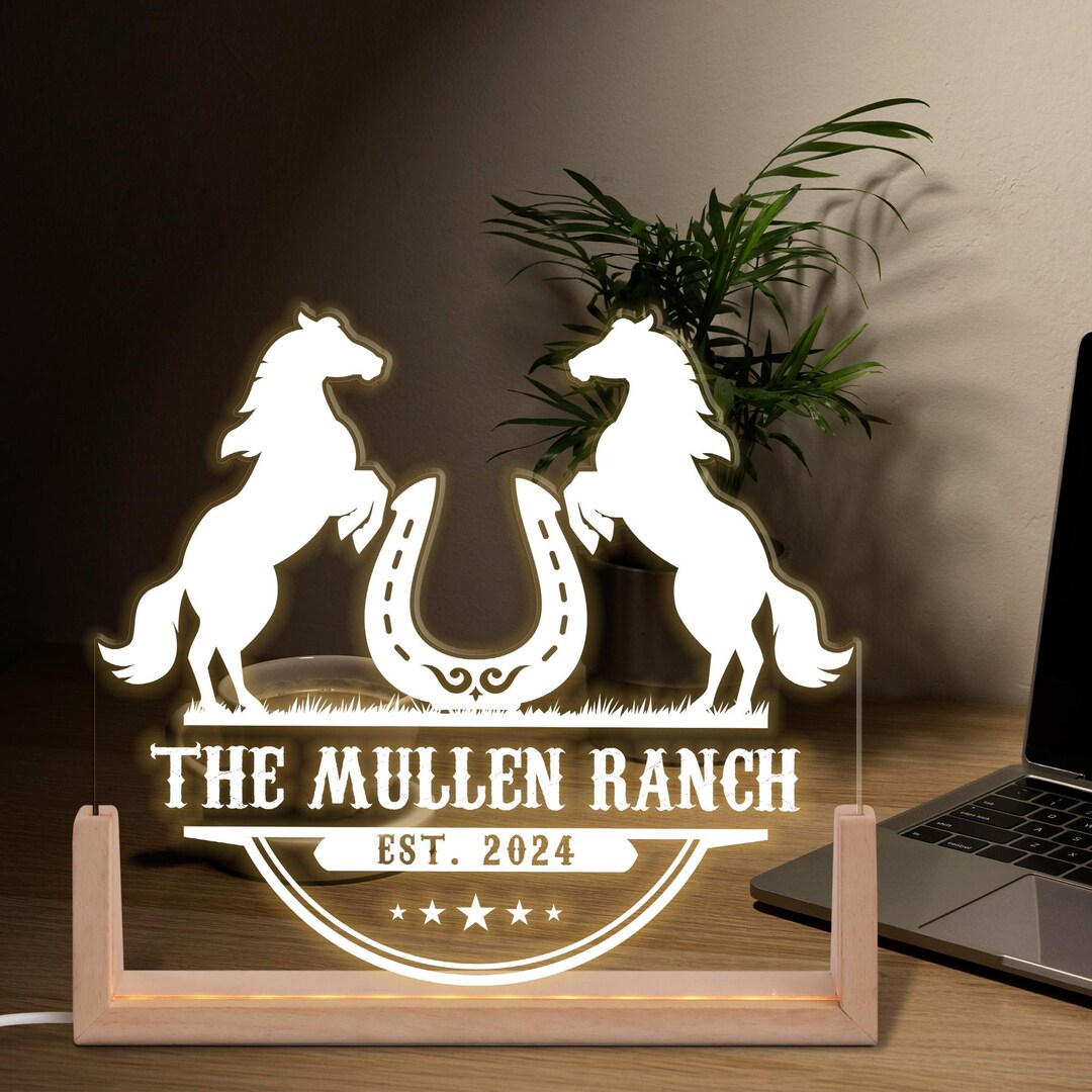 Horse Ranch Desk Name Plate, Custom Ranch Farm Night Light ...