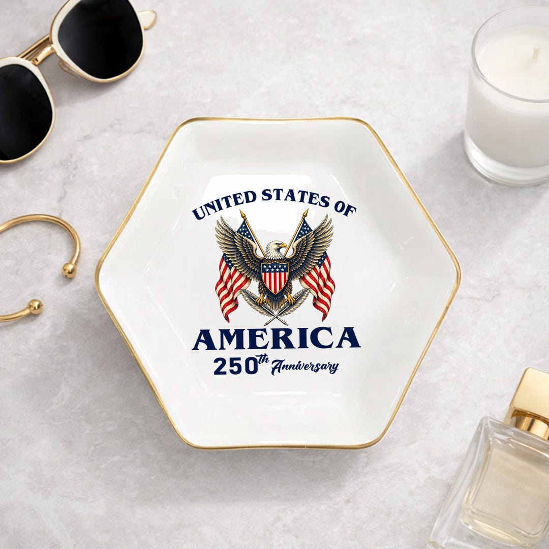 USA 250th Anniversary Jewelry Dish – America 250 Years Trinket Tray ...