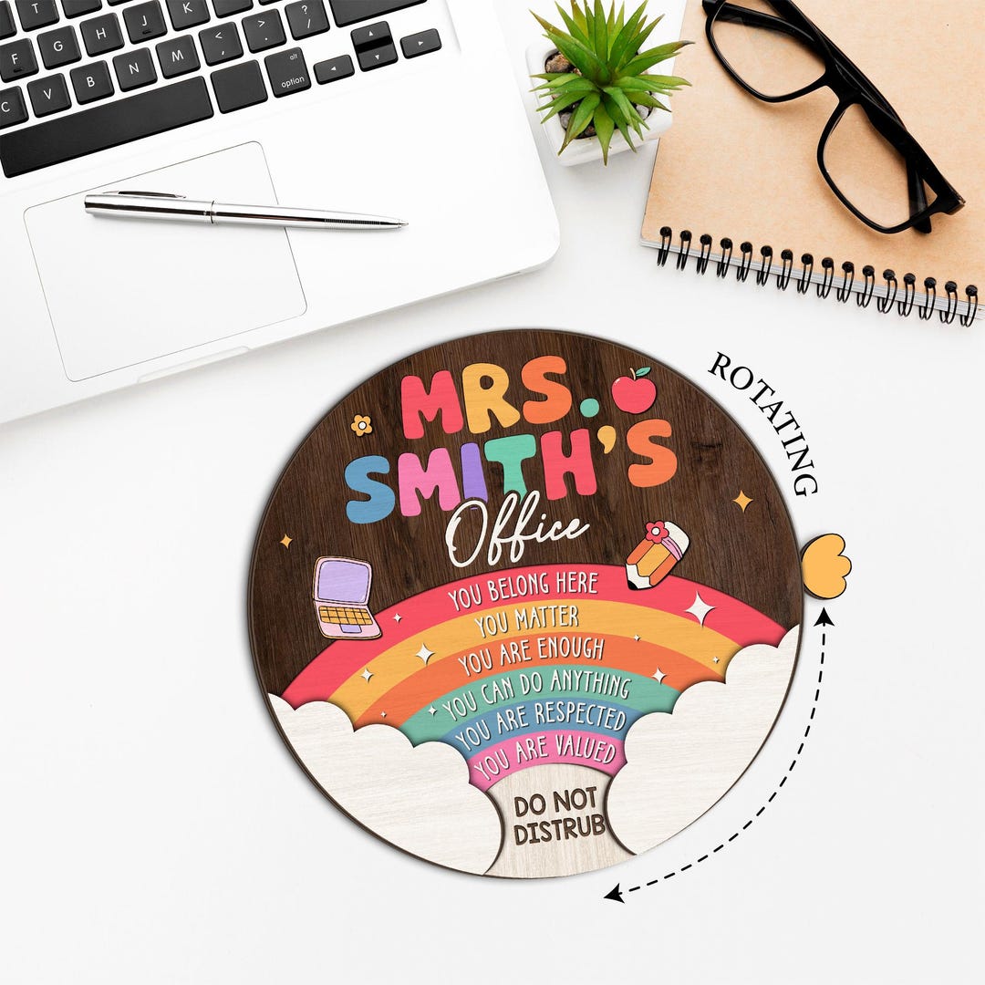 Personalized Door Sign With Rotating Status | Custom Teacher Office ...