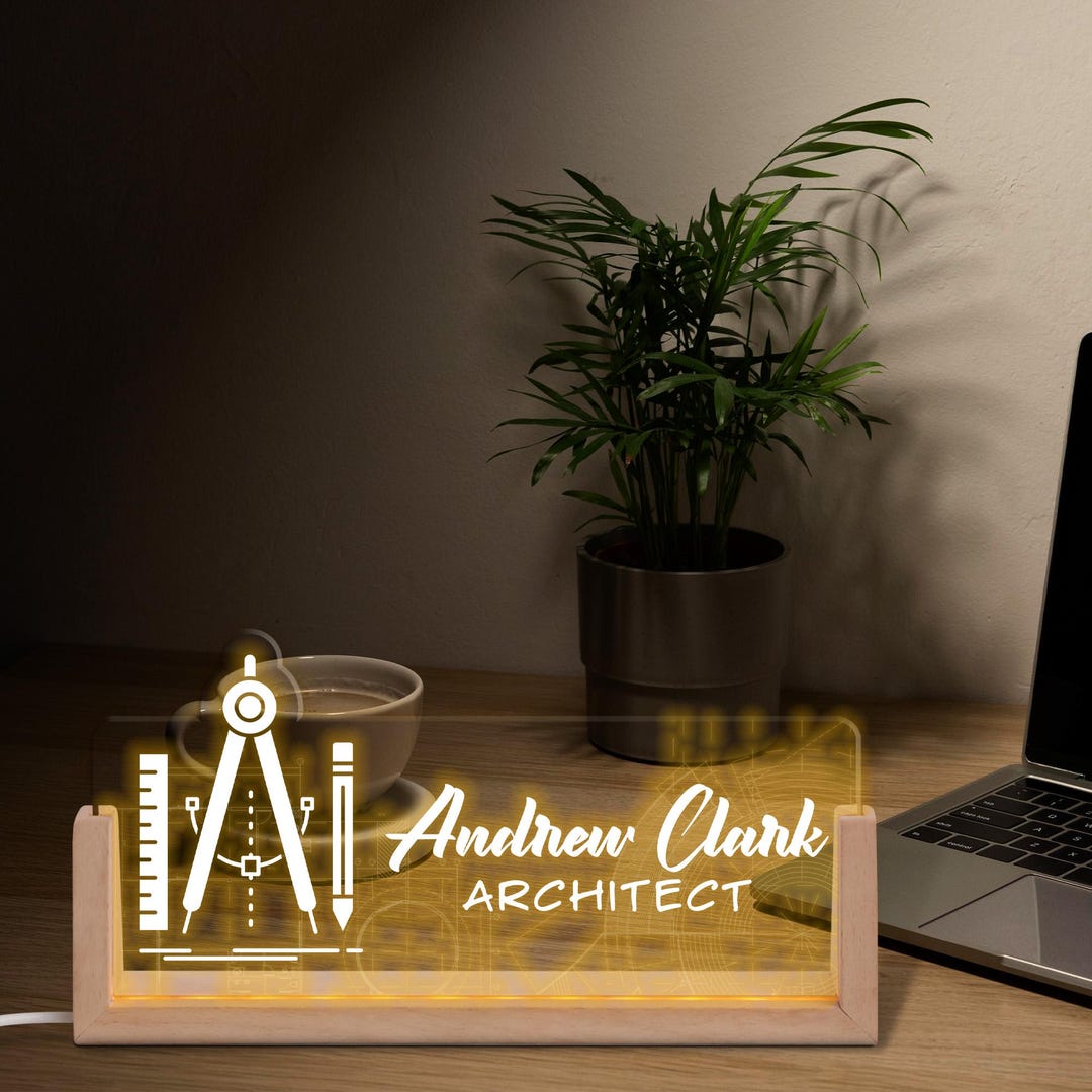 Personalized Architect Desk Name Plate, Custom Architectural Design LED ...