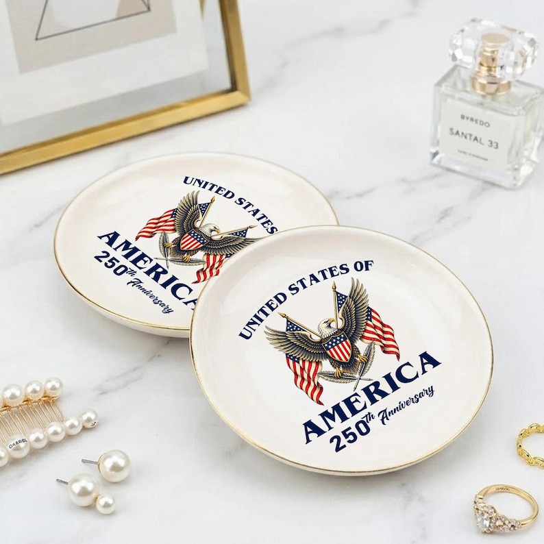 USA 250th Anniversary Jewelry Dish – America 250 Years Trinket Tray ...