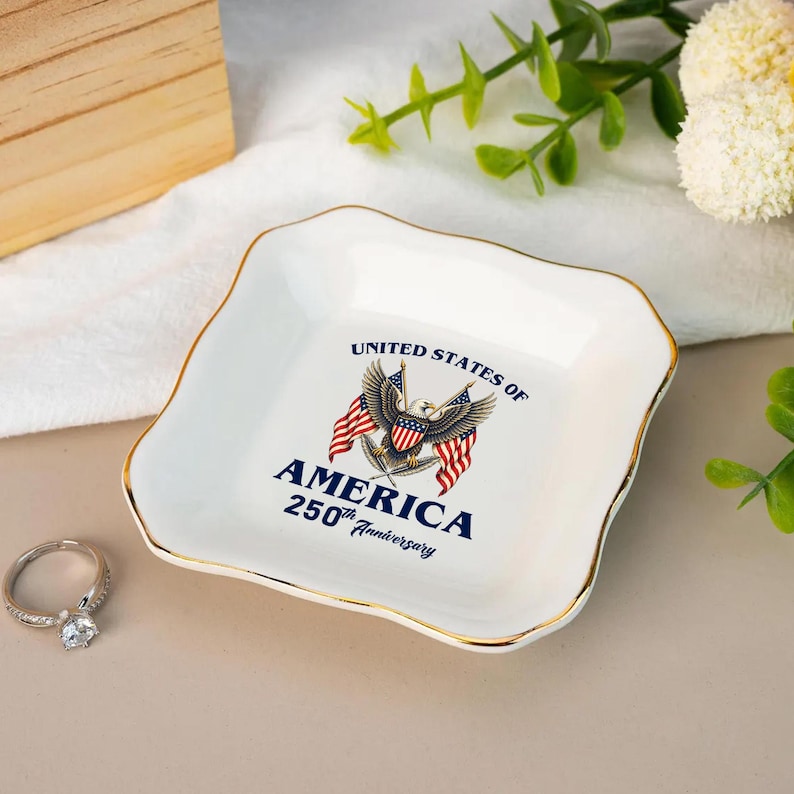 USA 250th Anniversary Jewelry Dish – America 250 Years Trinket Tray ...