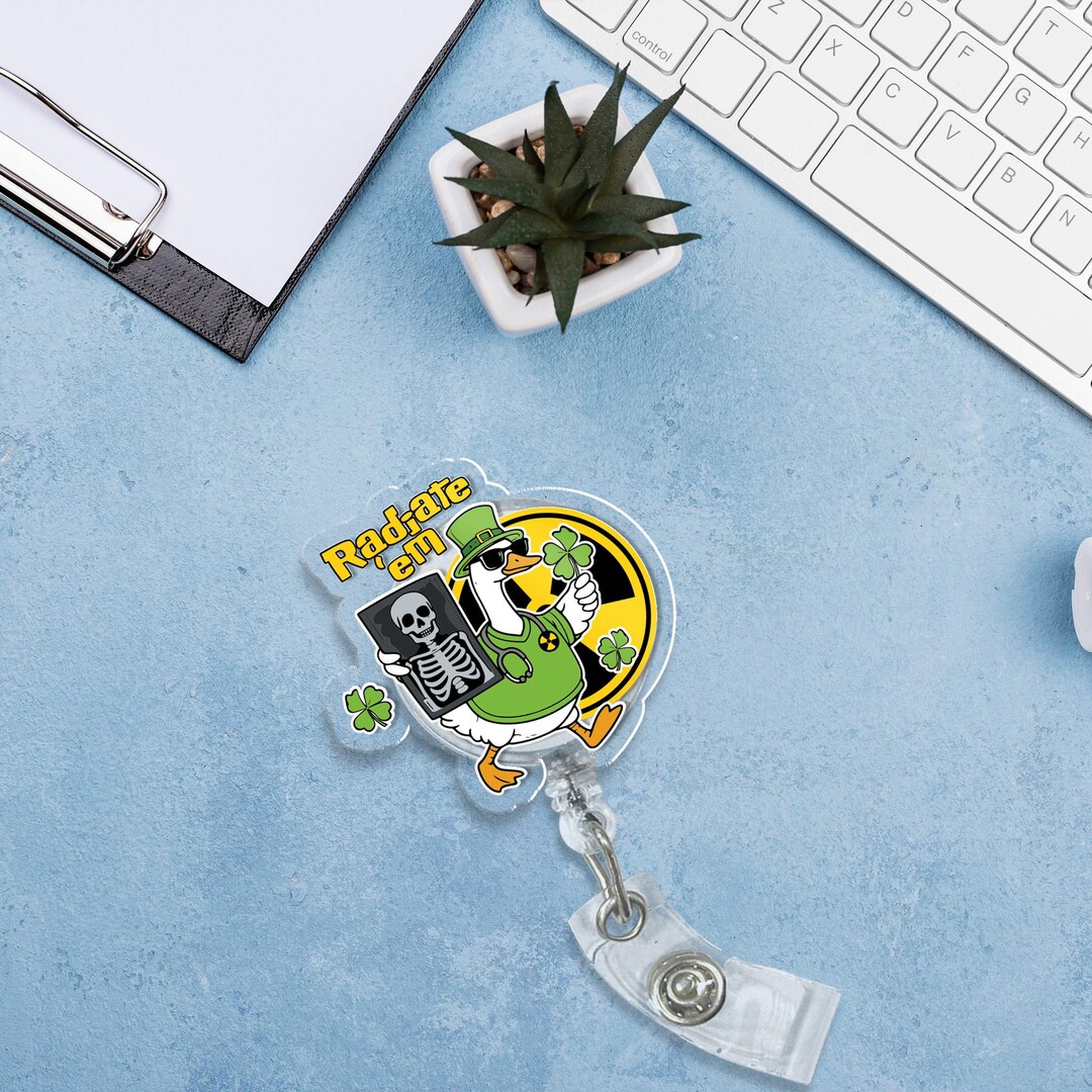 Funny Radiology ID Holder, Goose X-ray Tech Badge Reel, St Patrick’s ...