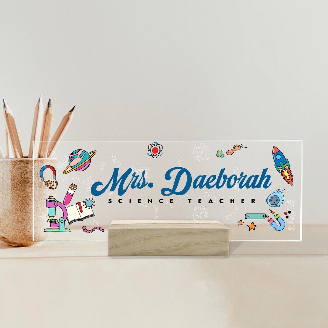 Personalized Science Teacher Acrylic Desk Sign – Custom STEM Classroom ...