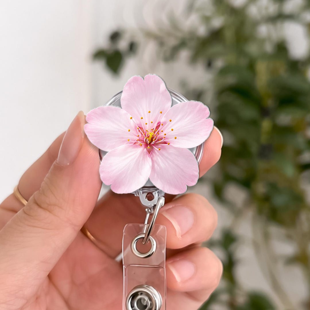 Realistic Cherry Flower Bloom Floret Bud Badge Reel - Nurse Holder ...