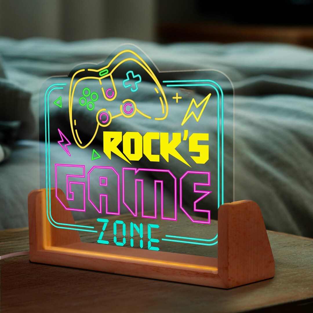 Personalized Game Room Night Light, Custom Gamer LED Sign, Video Game ...