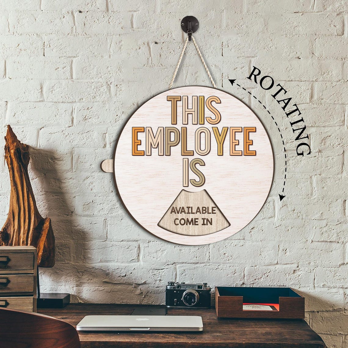 Rotating & Spinning Office Sign | 6 Status Messages Door Sign | in Out ...