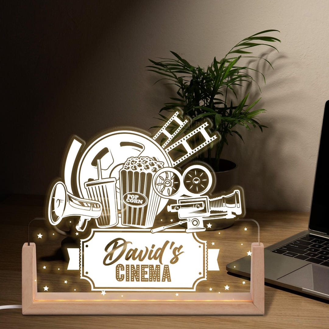 Custom Cinema Desk Name Plate – Personalized Movie House Night Light ...