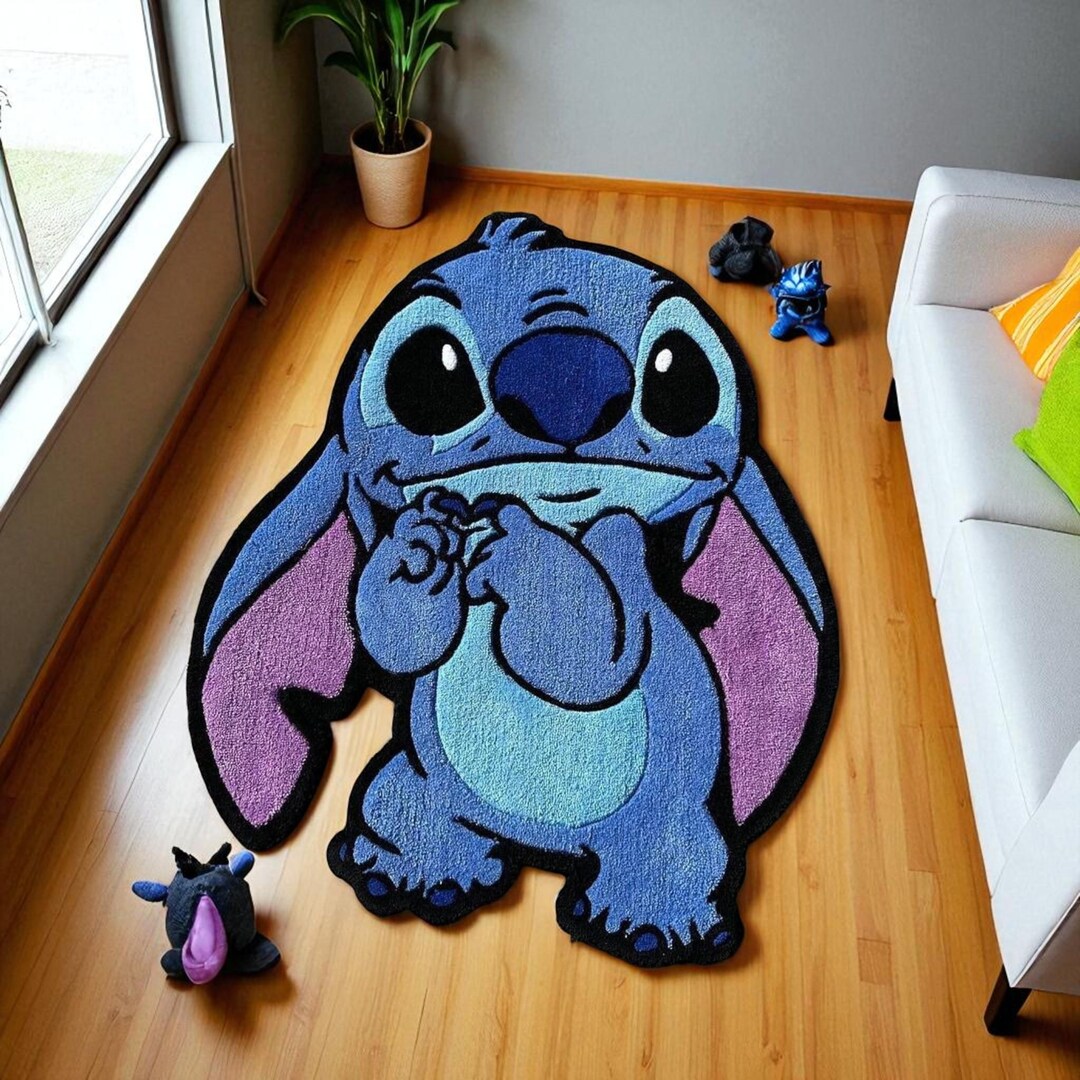 Lilo Stitch Inspired Tufted Rug - Handmade Cartoon Floor Mat - Etsy UK