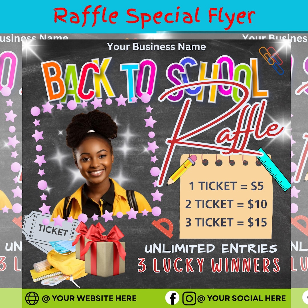 Back to School Raffle Flyer Template: Editable Canva Design (digital ...