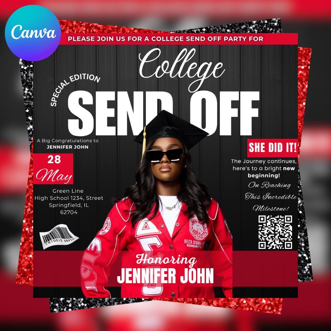 Editable College Send off Evite, Farewell Party Invite, DIY Trunk Party ...