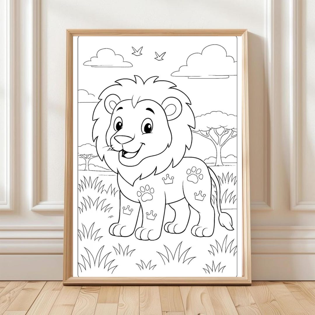 Cute Baby Lion Coloring Page | Jungle Animal Printable for Kids ...