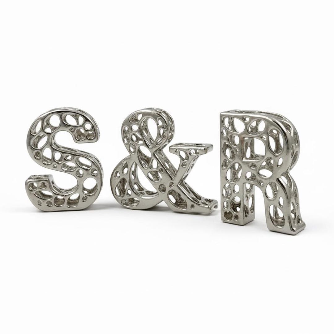 Personalized Nickel Alphabet Letters, Openwork Modern Decor (set of 3 ...