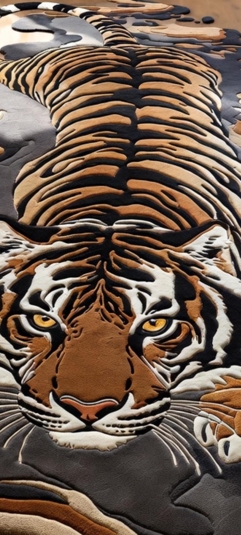 Hand-tufted Wool Tiger Rug | Irregular Shape, Modern Jungle Decor - Etsy