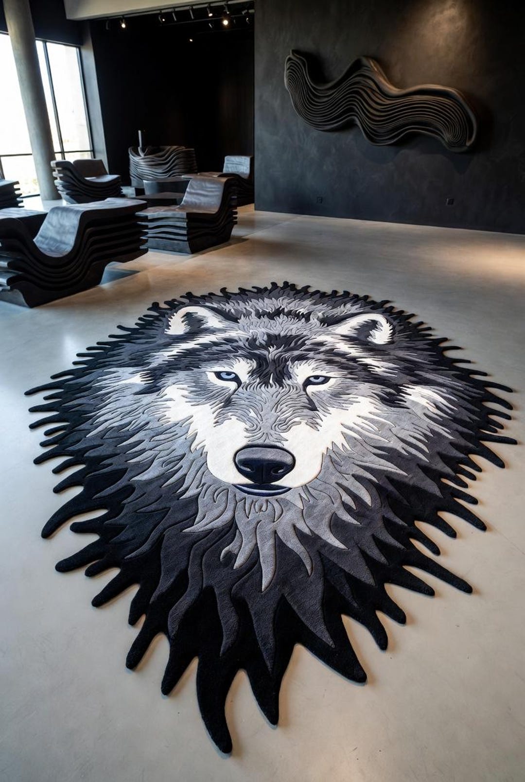 Hand-tufted Wool Wolf Rug | 3D Carved Animal Art - Etsy