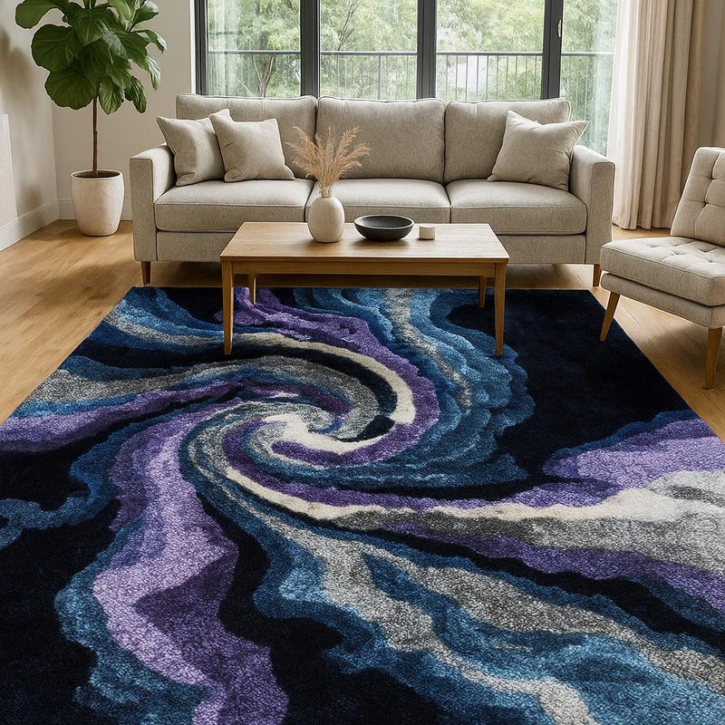 Blue and Purple Swirled Rug - Etsy UK