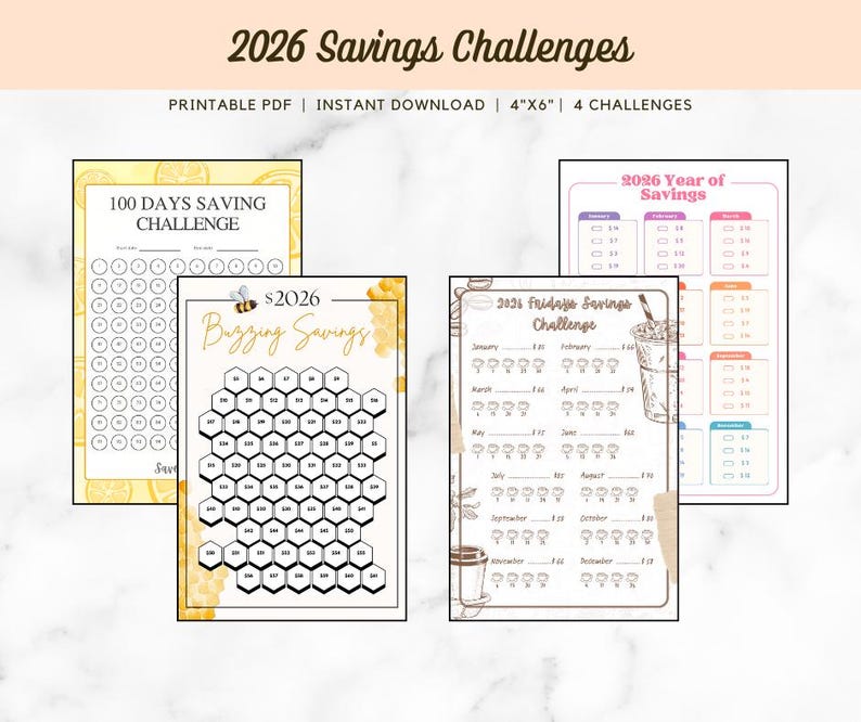 2026 Savings Challenge Bundle | Printable Money Planner | 4 Challenges ...