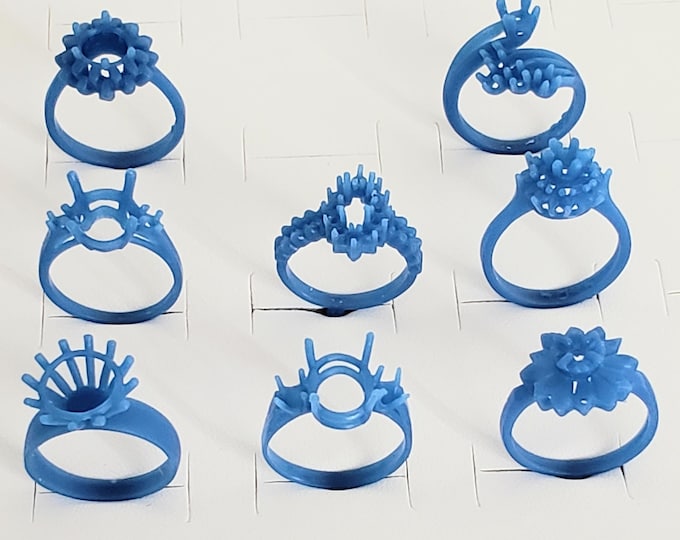 8 Assorted Wax Pronged Rings. Wax Patterns for Lost Wax Casting 25-111 ...