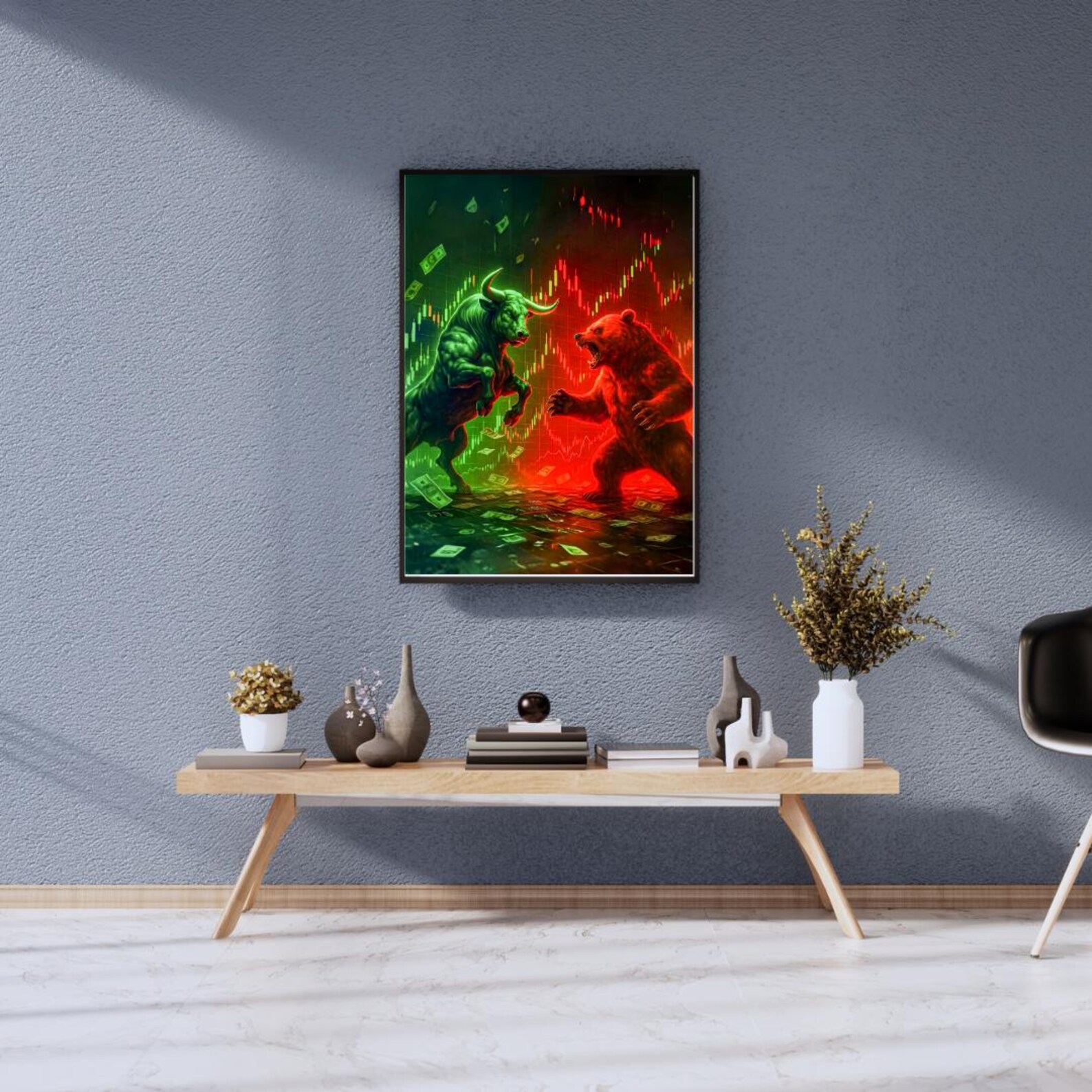 Bull Vs Bear Stock Market Canvas Art: Trading Decor for Office or Gym ...
