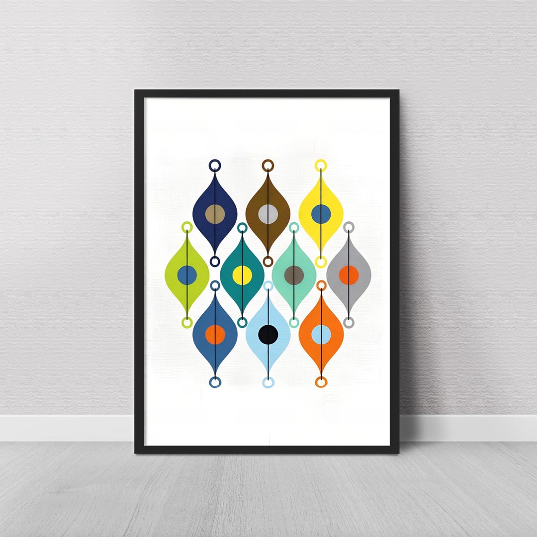 Mid-century Modern Geometric Teardrop Print: Abstract Mediterranean ...