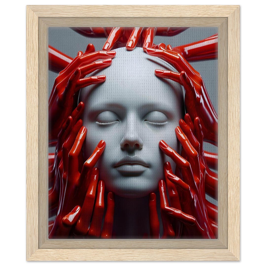 Red Hands Surreal Face Art – Afro Futuristic Print, Bold Decor - Etsy