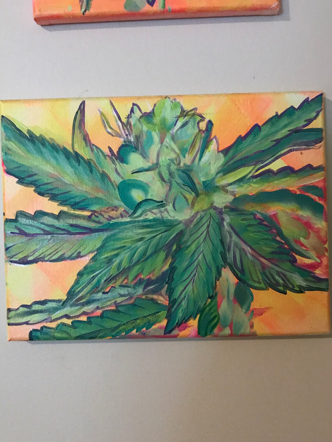 Set of seven original Cannabis Flower paintings | Etsy