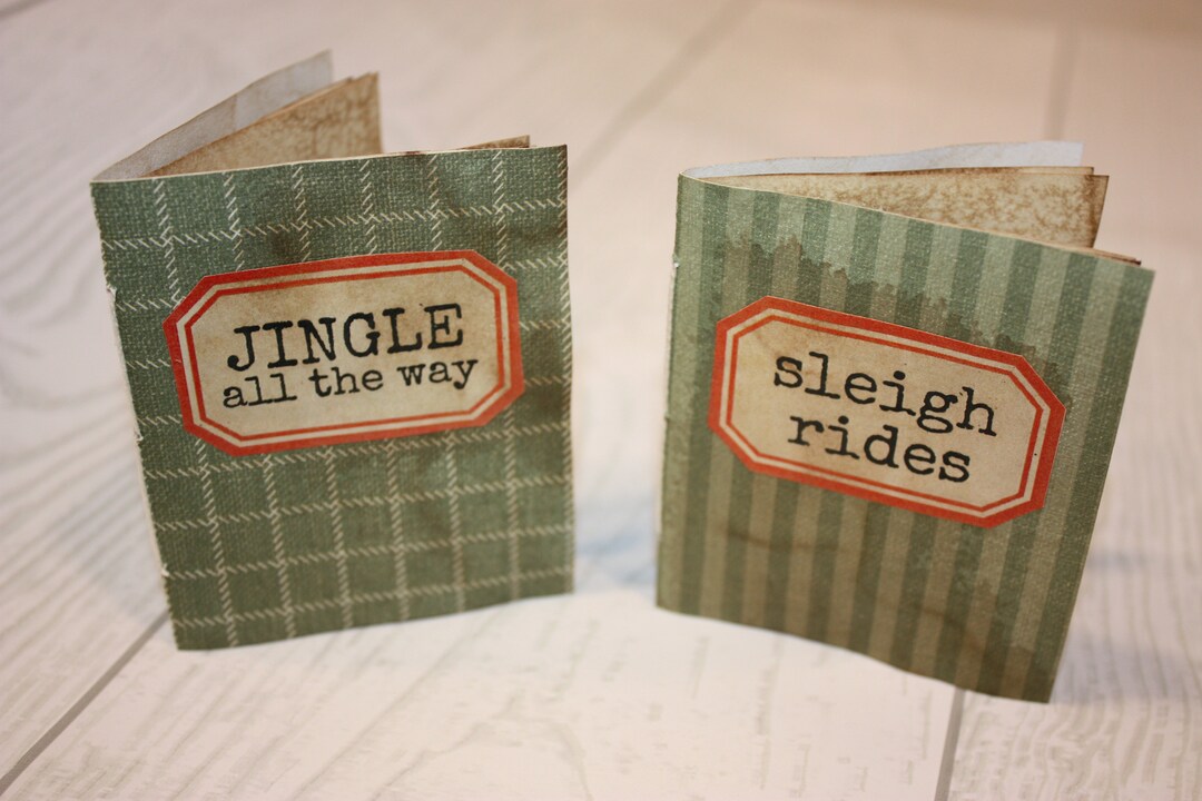 Set of Two Mini Christmas Holiday Hand Bound Books for Junk - Etsy