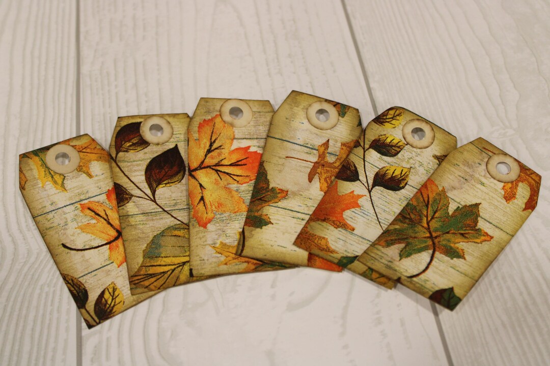 Handmade Fall Leaf Gift Tags, Distressed Autumn Journal Tags (set of 6 ...