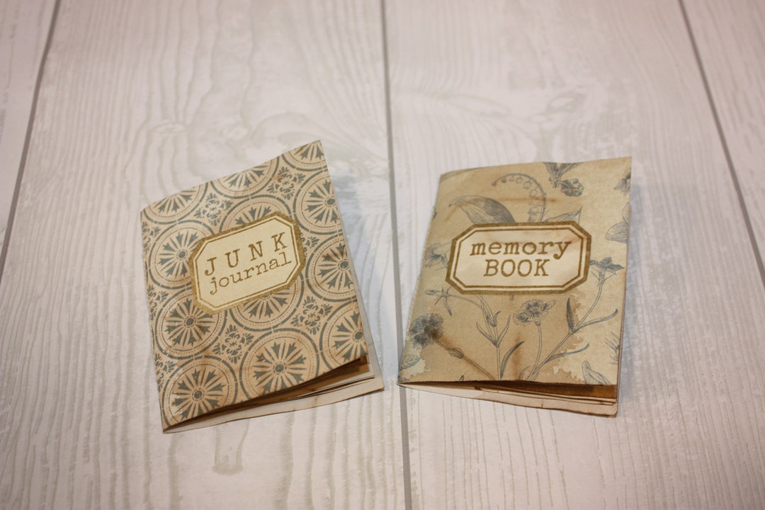 Pair of Mini Hand Bound Books for Junk Journal Tuck Spots Mini Booklets ...