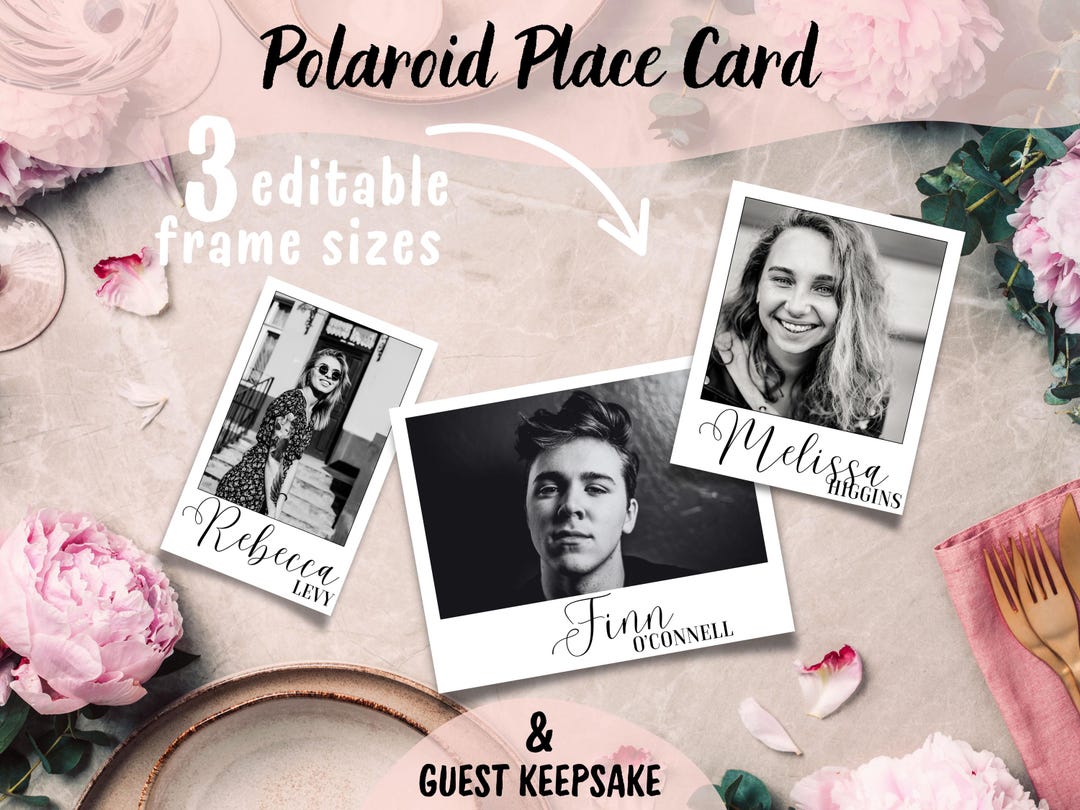 Printable Polaroid Place Card Template: DIY Table Name Tag, Editable ...