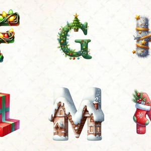 Christmas Alphabet Clipart Bundle | Festive Holiday PNG Letters ...