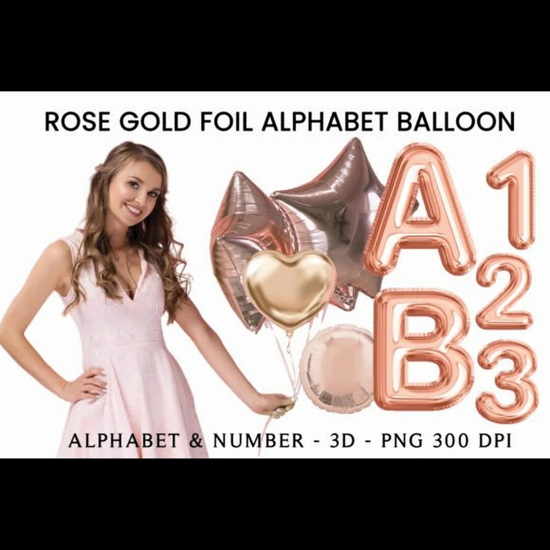 Rose Gold Foil Alphabet Clipart | Metallic Letters PNG (digital ...