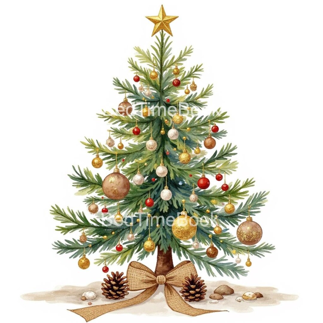 20 Christmas Trees Clipart, Winter Festive Clipart, Printable ...