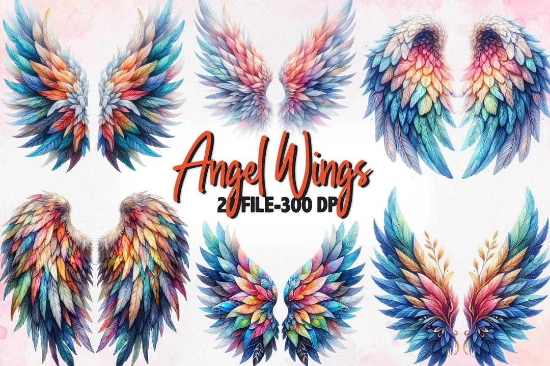 Rainbow Angel Wings Clipart Bundle | Pet Memorial PNG Overlay | LGBTQ ...