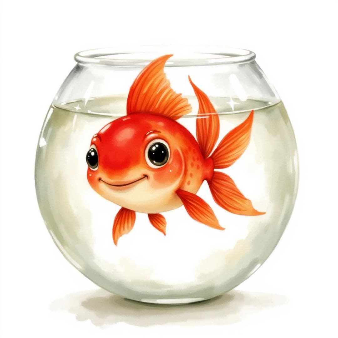 20 Fish Bowl Clipart, Fish in Bowl Clipart, Printable Watercolor Art ...