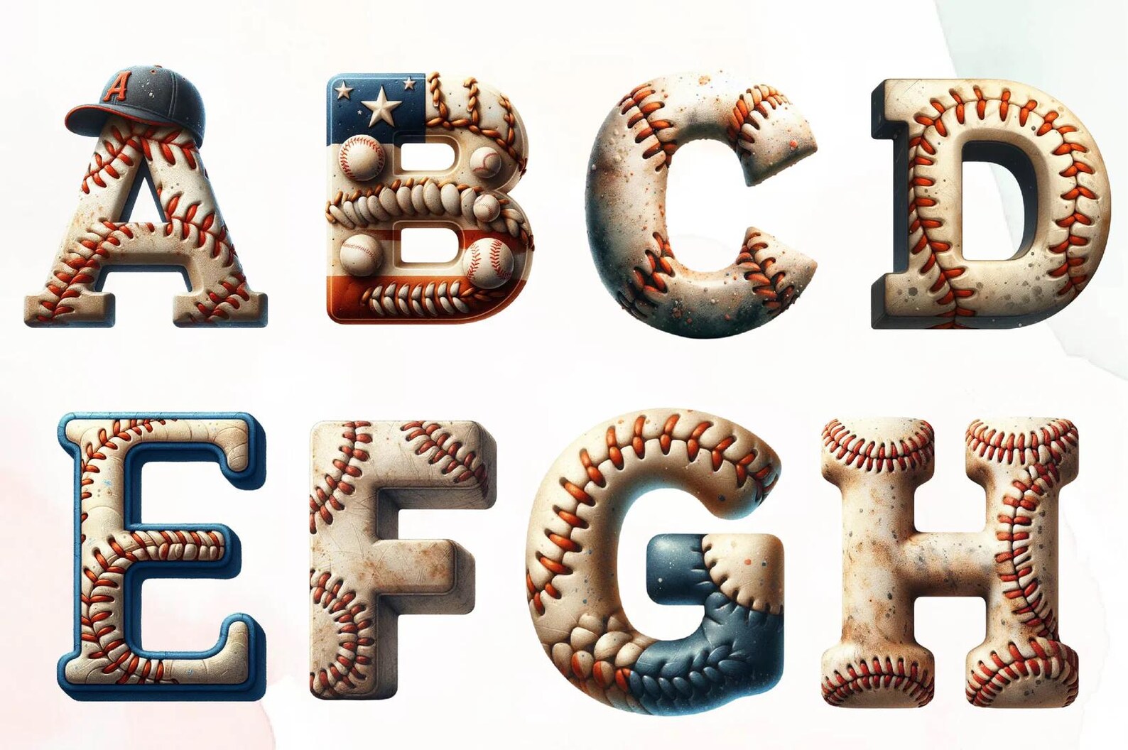 Baseball Alphabet Clipart | 36 Sports Letters, Numbers PNG (digital ...