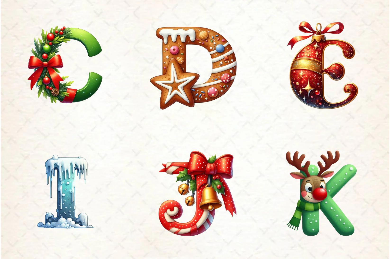 Christmas Alphabet Clipart Bundle | Festive Holiday PNG Letters ...