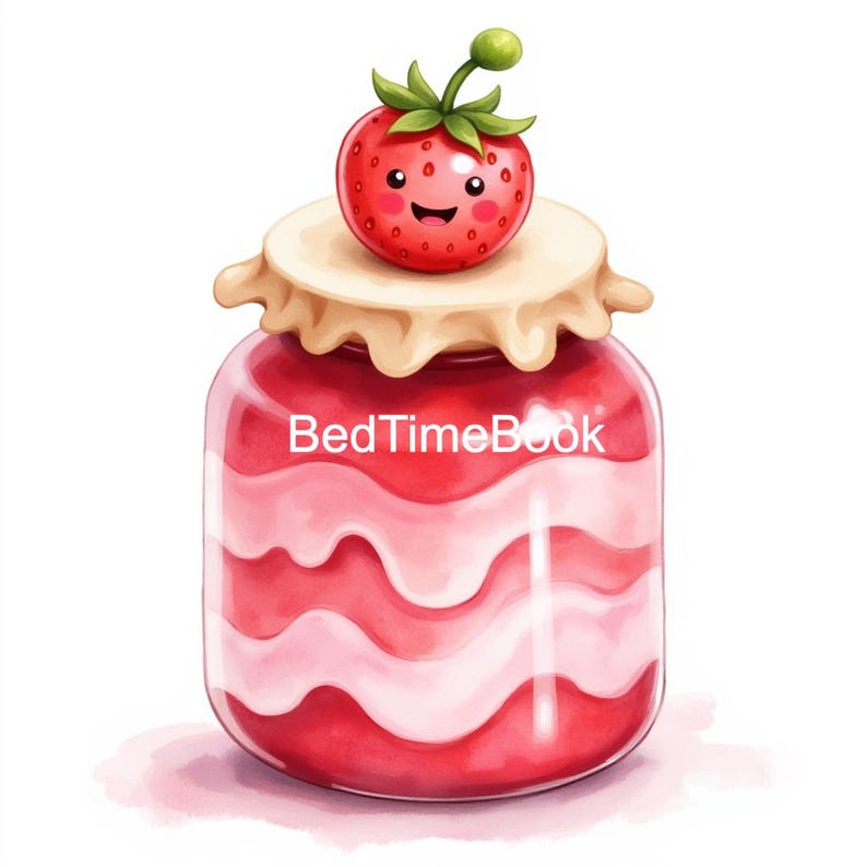 Strawberry Jam Jar Clipart, Watercolor Pngs (JPEG Digital Download) - Etsy