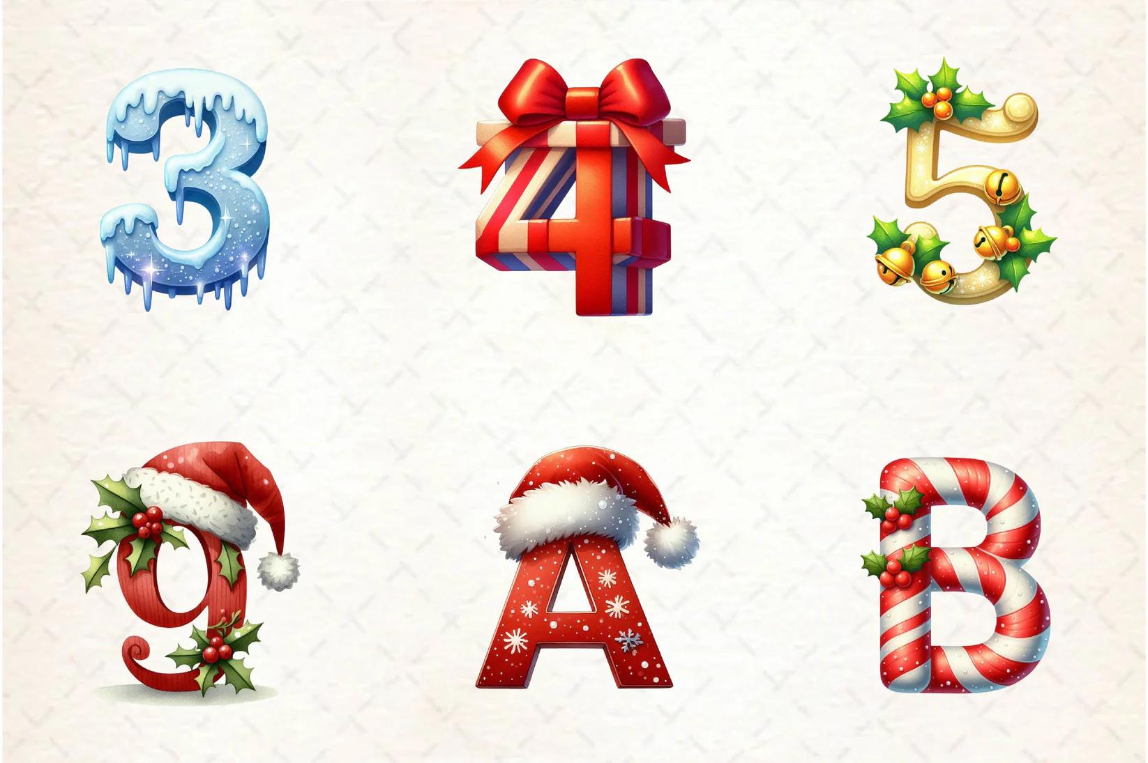 Christmas Alphabet Clipart Bundle | Festive Holiday PNG Letters ...