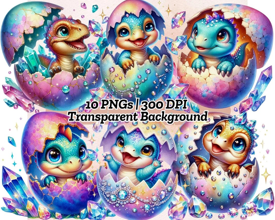 10 Dinosaur Egg Clipart Bundle PNG | Cute Dino Hatch Illustrations for ...