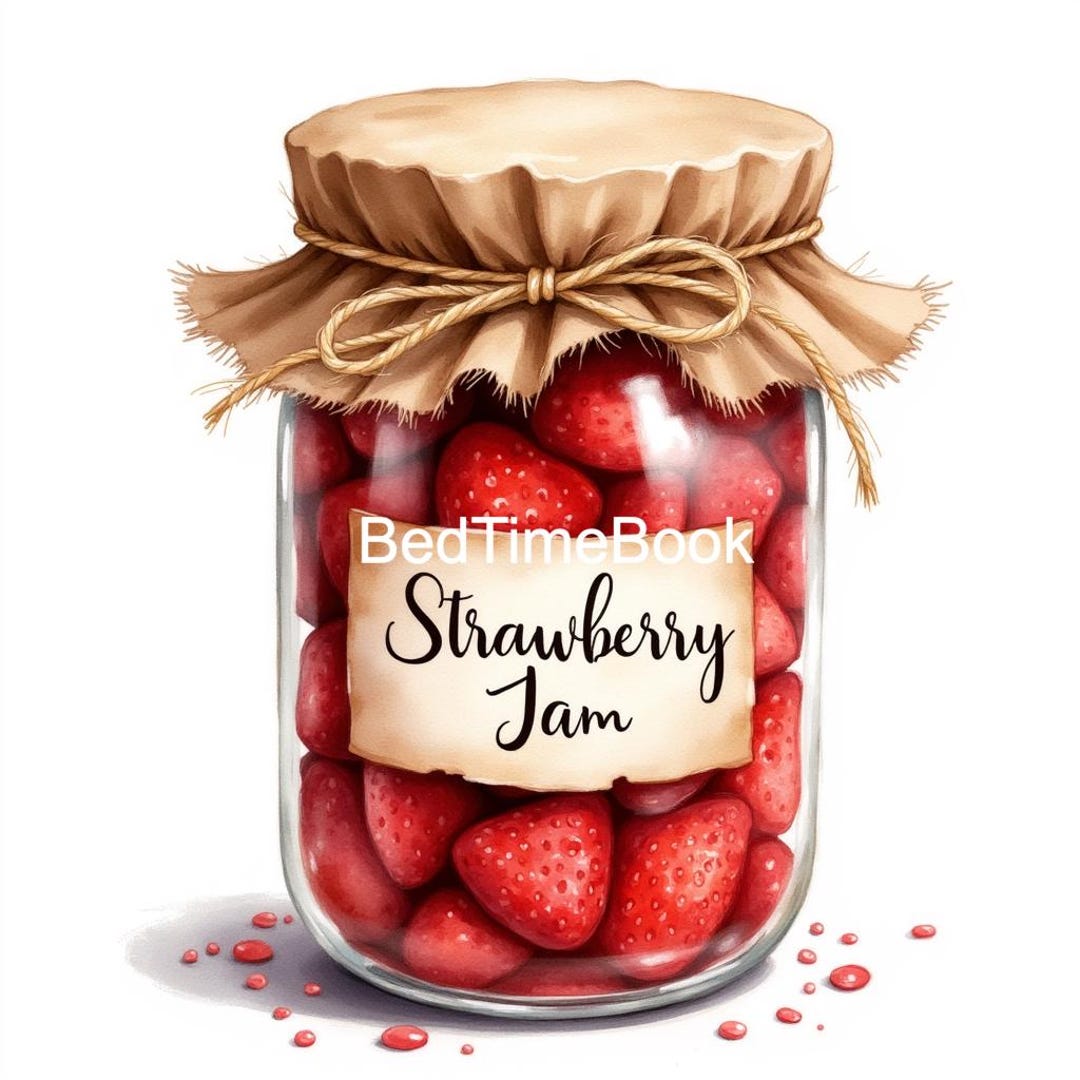 Strawberry Jam Jar Clipart, Watercolor Pngs (JPEG Digital Download) - Etsy