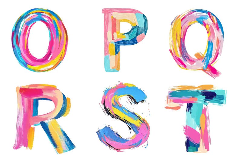 37 Watercolor Brushstroke Alphabet Clipart Bundle | Colorful Artistic ...