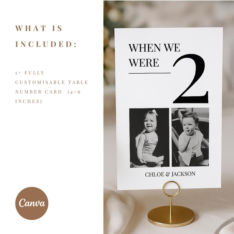 Custom Baby Photo Wedding Table Number Template: Editable Canva Sign ...