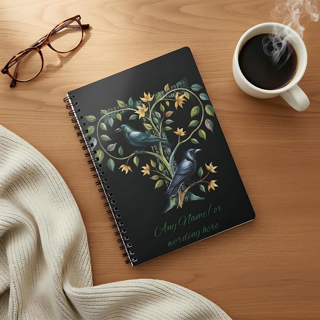 Personalized Raven Grimoire Journal: Norse Witch Monogram A5 Notebook ...