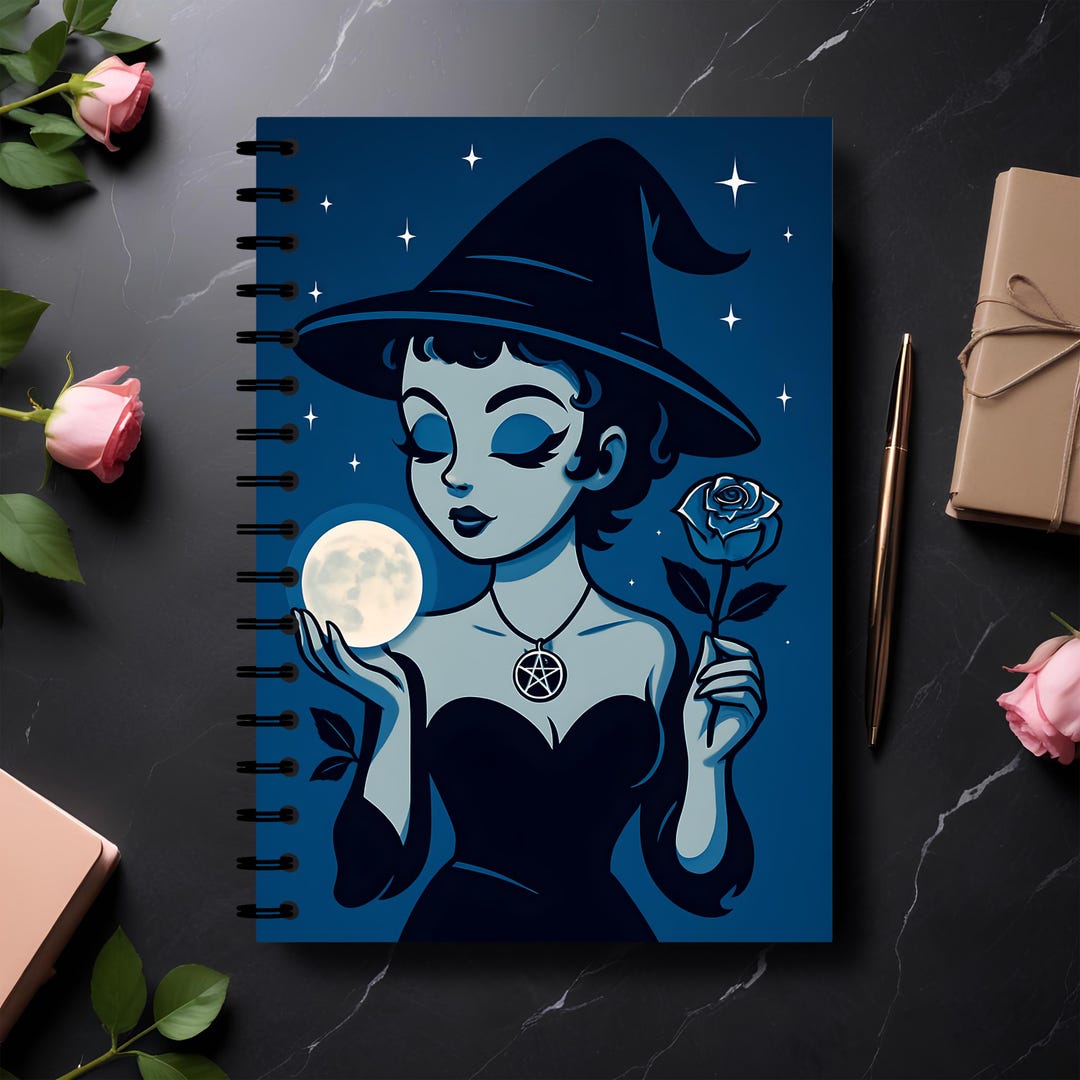 A5 Witchy Notebook, Witch Journal, Spiral Bound Journal, Moon Goddess ...