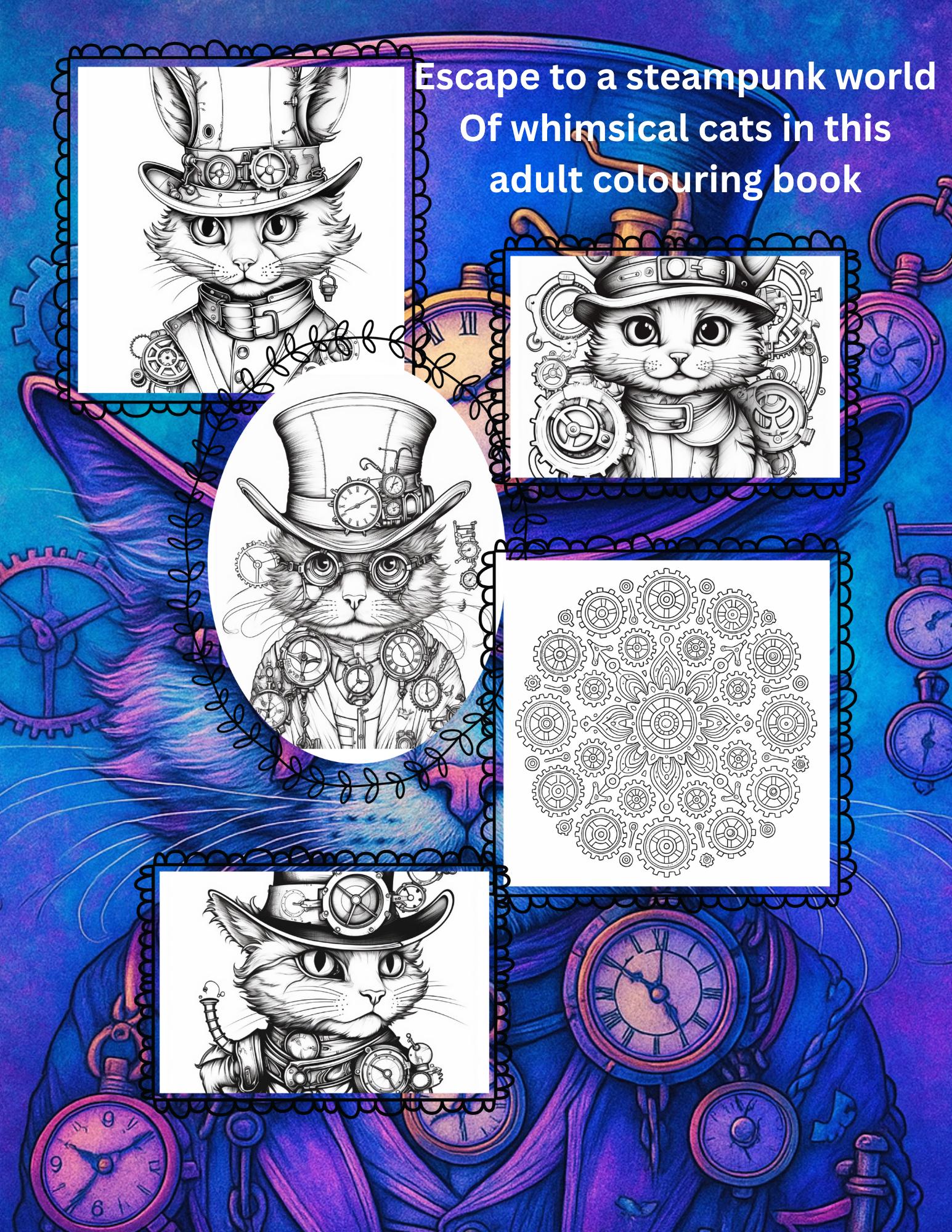 Steampunk Whiskers - Printable Adult Coloring Book PDF, 72 Pages ...