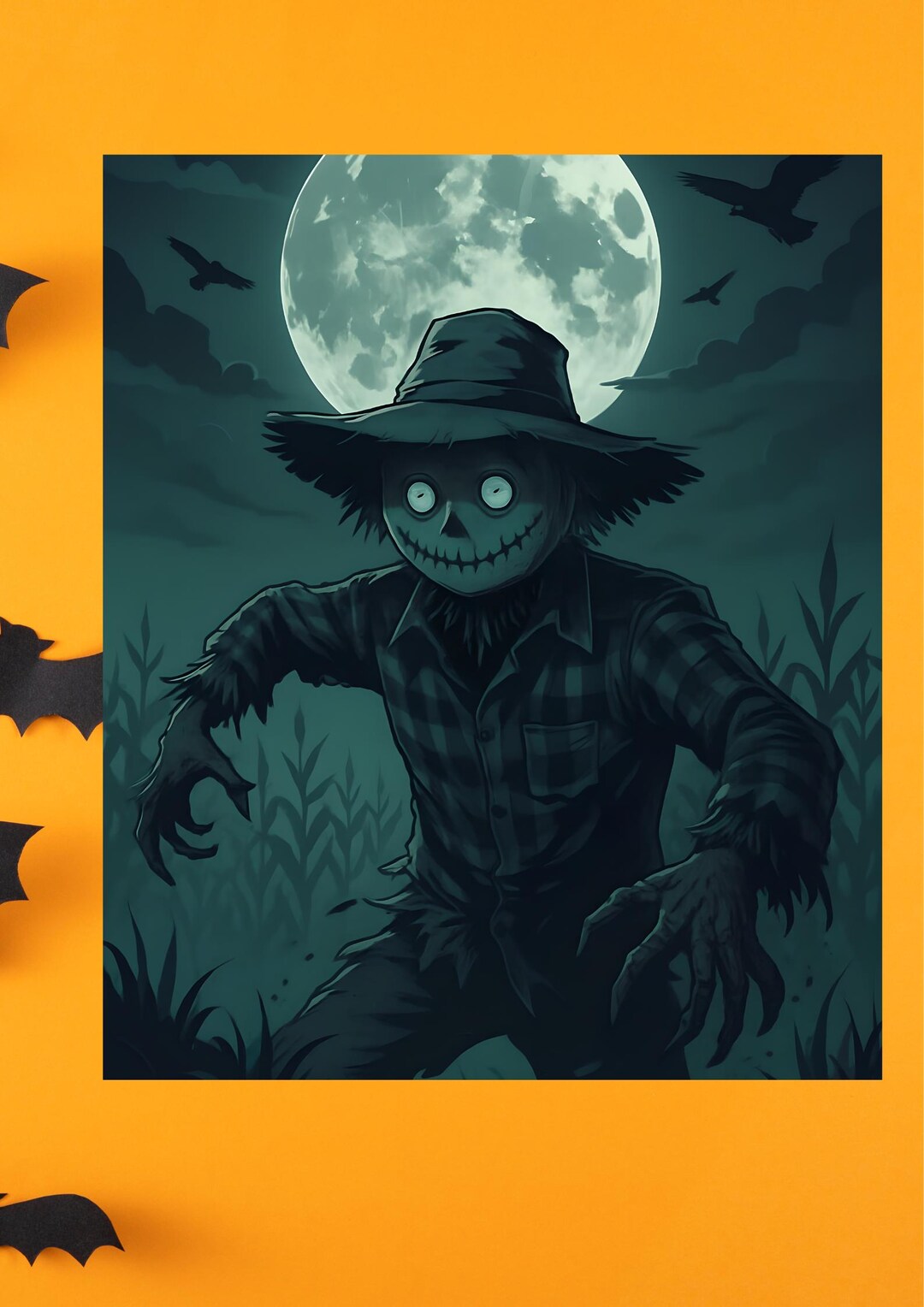 Spooky Scarecrow Poster, Halloween Decor Print, Scary Poster, Dark ...