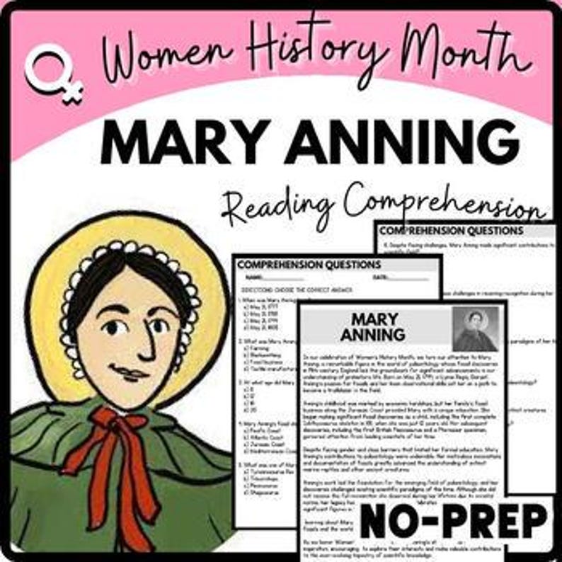 Women's History Month - MARY ANNING - Reading Comprehension - Biography ...