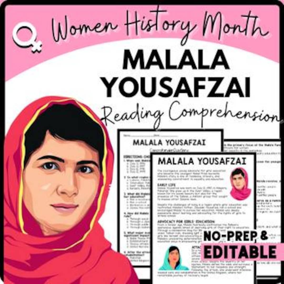 MALALA YOUSAFZAI- Women History Month - Reading Comprehension - - Etsy ...
